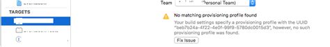 Ios No Matching Provisioning Profile Found Your Build Settings Specify A Provisioning Profile