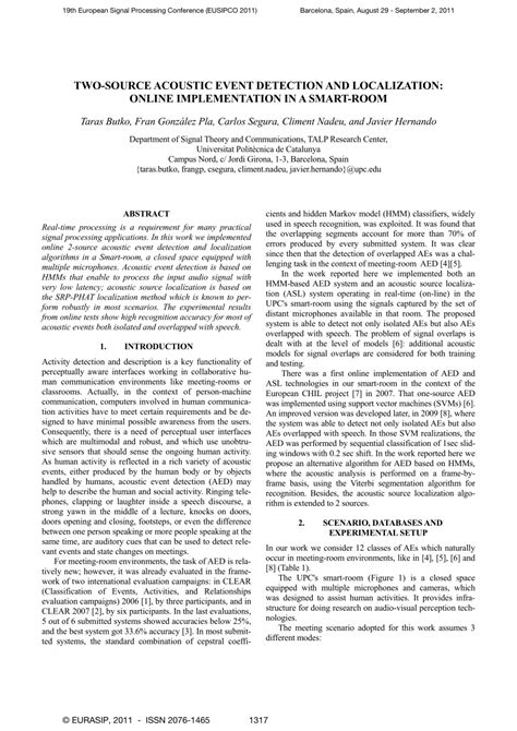 Pdf Two Source Acoustic Event Detection And Localization Online