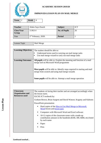 Igcse Ict 0417 Specimen Paper 2020 Solution Lesson Plan Improvement