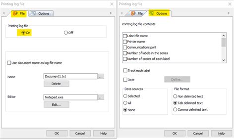Enabling Logging Label Matrix Labelview And Codesoft Instructions