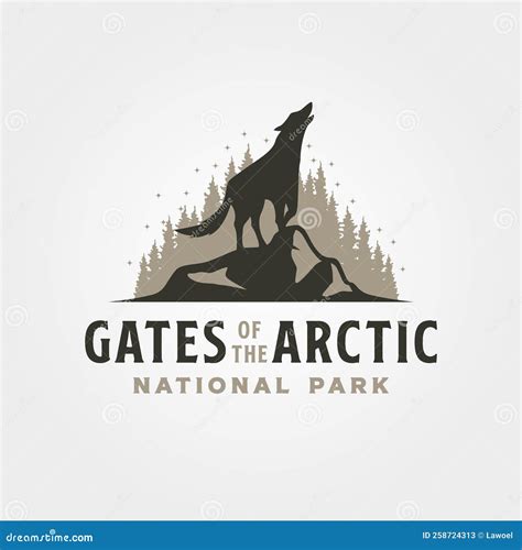 Gates If The Arctic Vintage Logo With Wolf Silhouette Illustration