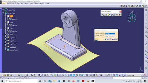 Shell Thickness Thread Tap Remove And Replace Face Command Catia