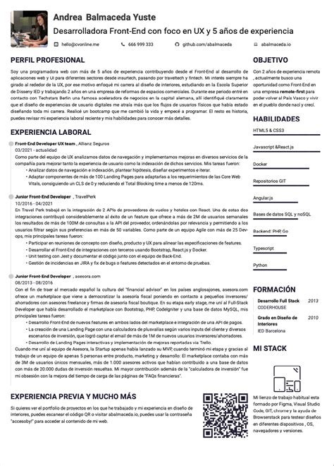 Curriculum Para Programador Ejemplos Y Guía Práctica Cvonlineme