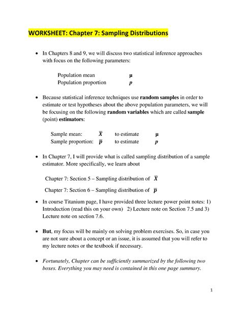 worksheet chapter 7 sampling distributions worksheet chapter 7