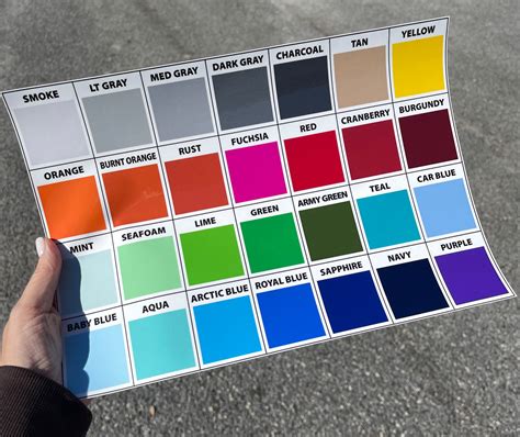 Spray Paint Color Chart
