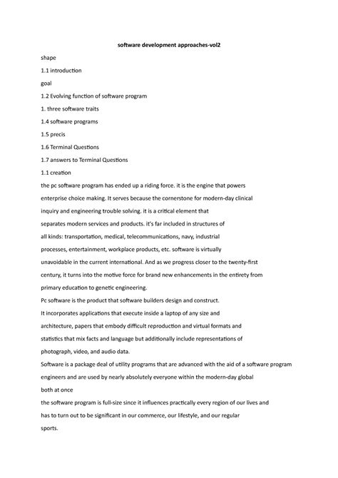 Software Development Approaches Vol2 Software Development Approaches
