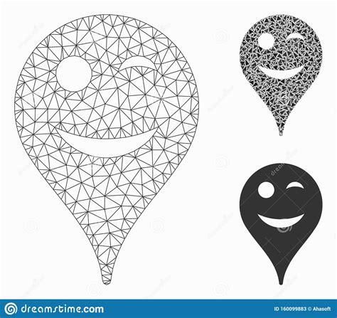 Wink Smiley Map Marker Vector Mesh 2d Model And Triangle Mosaic Icon Stock Vector Illustration