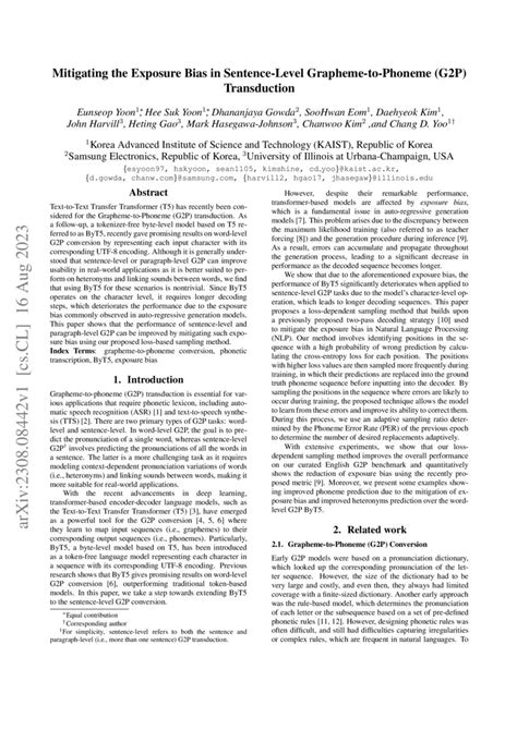 Mitigating The Exposure Bias In Sentence Level Grapheme To Phoneme G2p Transduction Deepai