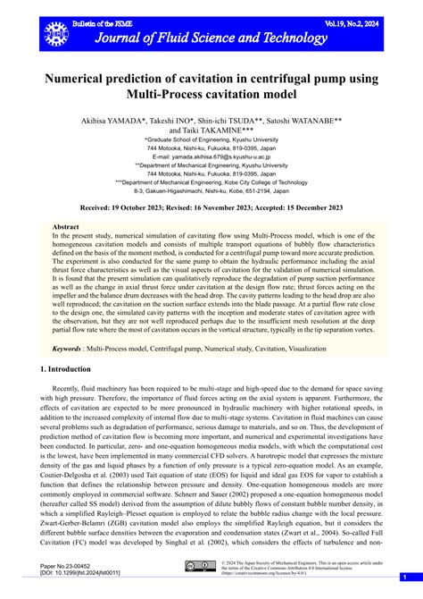 Pdf Numerical Prediction Of Cavitation In Centrifugal Pump Using Multi Process Cavitation Model