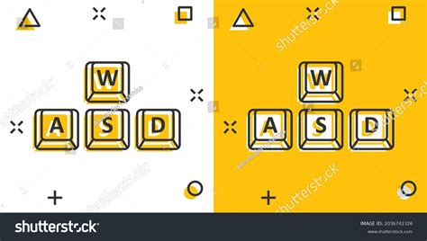 wasd button icon in comic style keyboard royalty free stock vector 2036742326