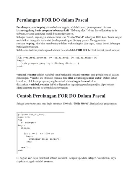 Perulangan Looping Dengan While Do Dan R Pdf