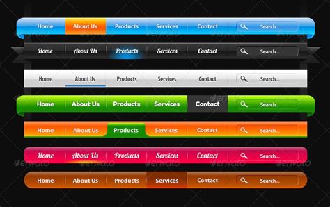 Custom Web Navigation Bars Graphicriver Previewer