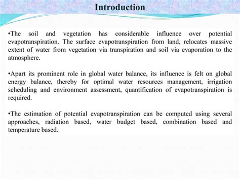 Comparison Of Different Methods Of Estimating Potential Evapotranspiration Pptx