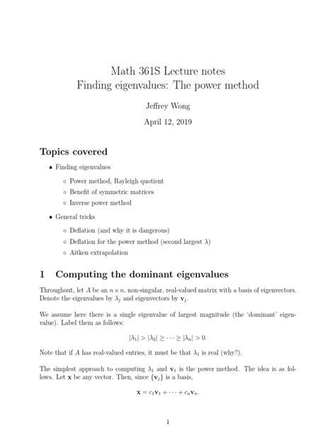 power method and deflation pdf eigenvalues and eigenvectors