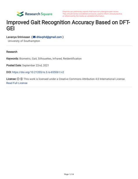 pdf improved gait recognition accuracy based on dft gei