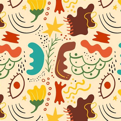 유기 평면 추상 요소 패턴 무료 벡터