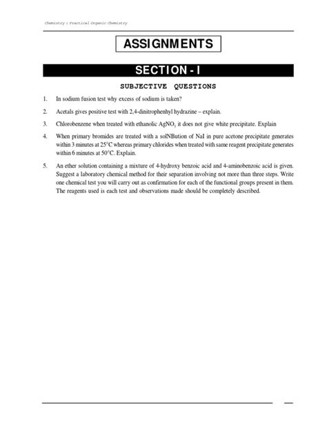 Practical Organic Chemistry 03 New Pattern Assignments New Pdf Nitrogen Sodium