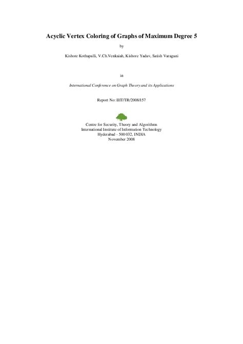 Pdf Acyclic Vertex Coloring Of Graphs Of Maximum Degree 5