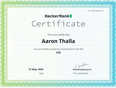aaron thalla on linkedin csscertification hackerrank