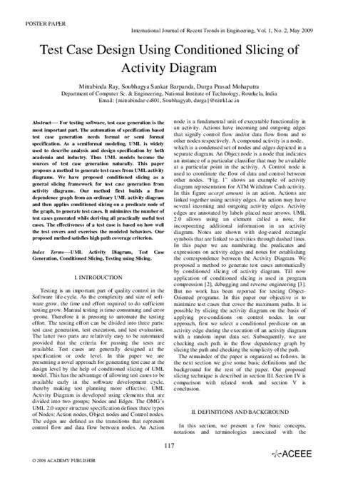 Pdf Test Case Design Using Conditioned Slicing Of Activity Diagram