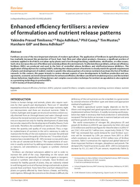Pdf Enhanced Efficiency Fertilisers A Review Of Formulation And Nutrient Release Patterns