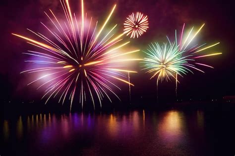 premium ai image colored holiday fireworks ai generated