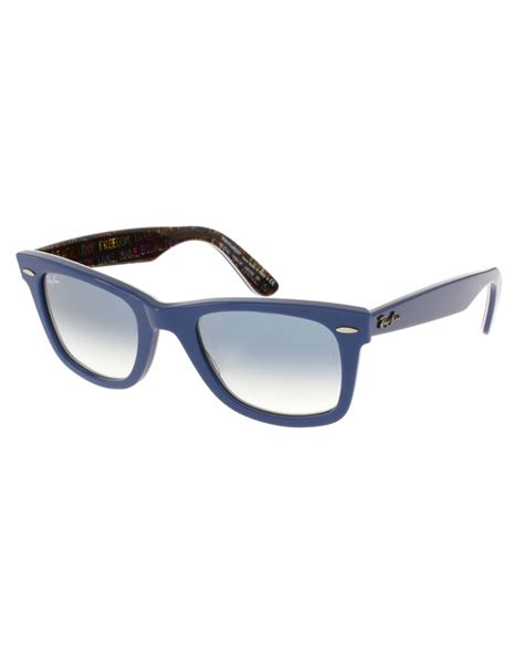 Ray Ban Wayfarer Sunglasses With Internal Print In Blue For Men Lyst