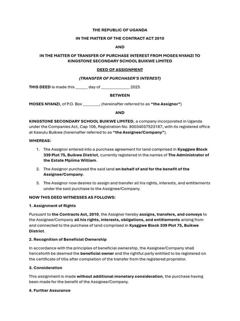 Deed Of Assignment Pdf Assignment Law Civil Law Legal System