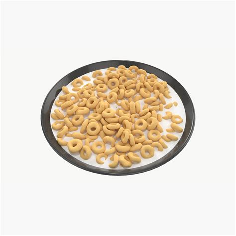 Bowl Of Honey Cheerios With Milk 3d Model Download Meal On