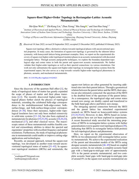 Pdf Square Root Higher Order Topology In Rectangular Lattice Acoustic Metamaterials