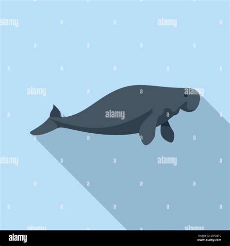 Dugong Sea Cow Is Swimming Underwater In The Ocean Stock Vector Image