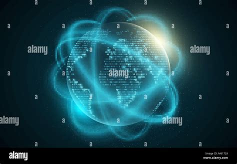 world map from binary code abstract planet earth blurred lines move