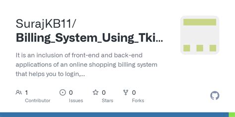 Github Surajkb Billing System Using Tkinter It Is An Inclusion Of Front End And Back End