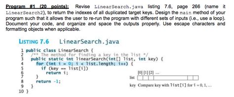 Solved Revise Linearsearch Java Listing 76 Page 266 Name
