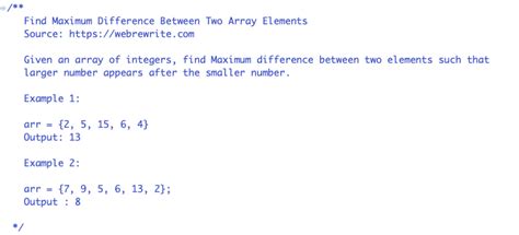 Find Maximum Difference Between Two Elements Of An Array
