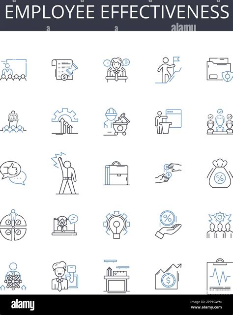 Employee Effectiveness Line Icons Collection Team Productivity