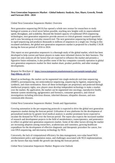 Next Generation Sequencers Market