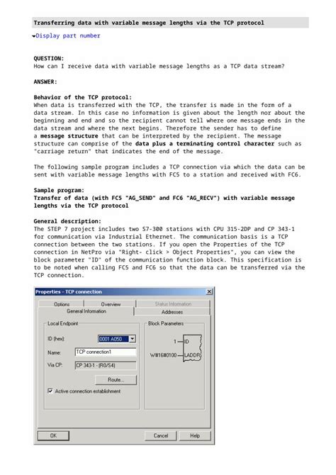 Docx Transferring Data With Variable Message Lengths Via The Tcp Protocol Dokumentips