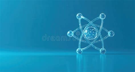 Blue Background With Atomic Symbol Representing Scientific Concepts
