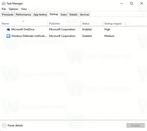 open startup tab of task manager directly in windows 10