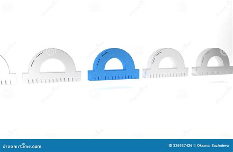 Blue Protractor Grid For Measuring Degrees Icon Isolated On White