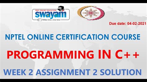 Programming In C Nptel Week 1 Assignment 1 Solution Jan 2021