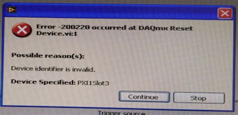 Error 200220 Daqmx Reset Device Ni Community