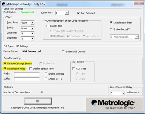 How To Disable Cr Lf Suffix When Using Softwedge