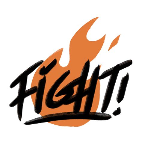 Fight Word Text Illustration Hand Drawn For Sticker And Design Element