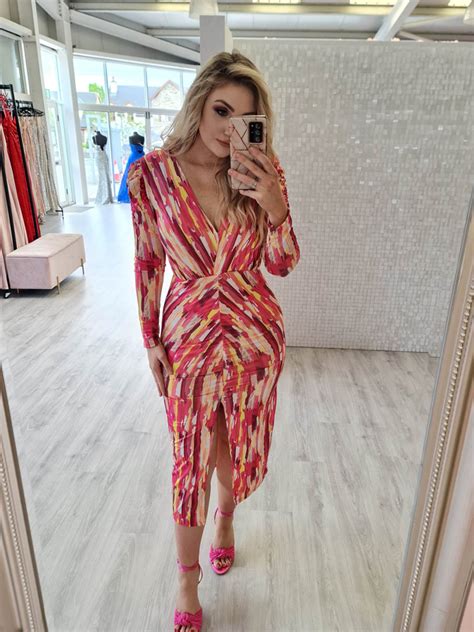 Kayleigh Pink Midi Dress Pretty Please Boutique