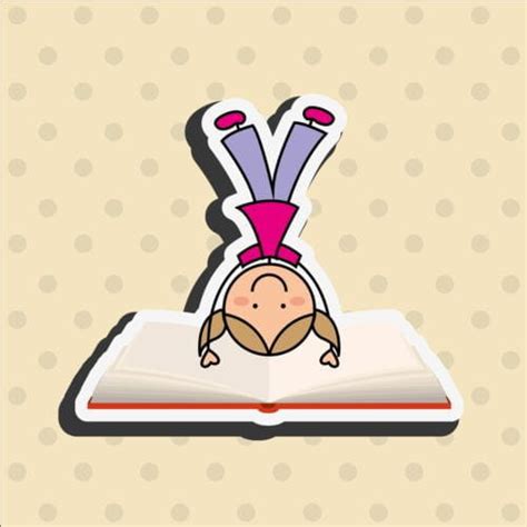 นักเรียนกับหนังสือเวกเตอร์สติกเกอร์ Eps Uidownload