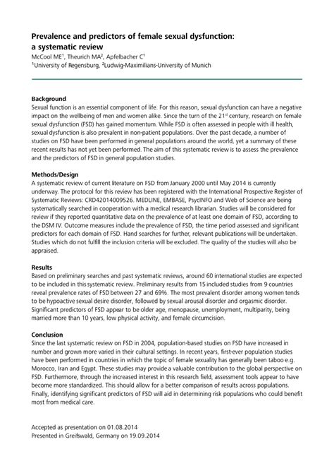 pdf prevalence and predictors of female sexual dysfunction a