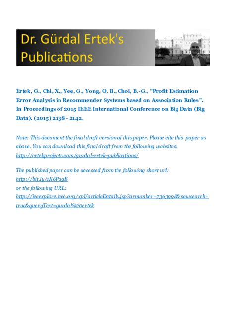 Pdf Profit Estimation Error Analysis In Recommender Systems Based On Association Rules
