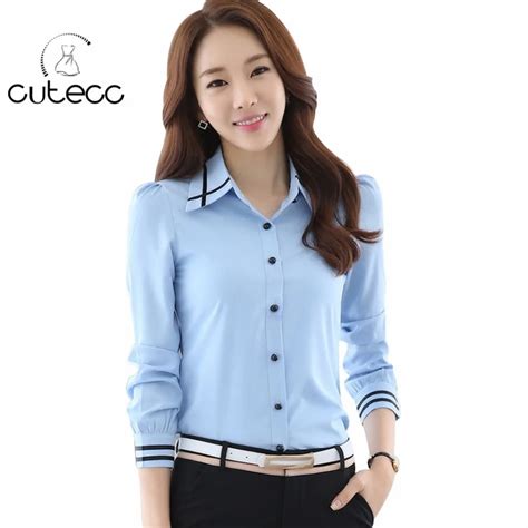 Korean Sytle Ol Women Long Sleeve Office Work Wear Shirt Tops Elegant